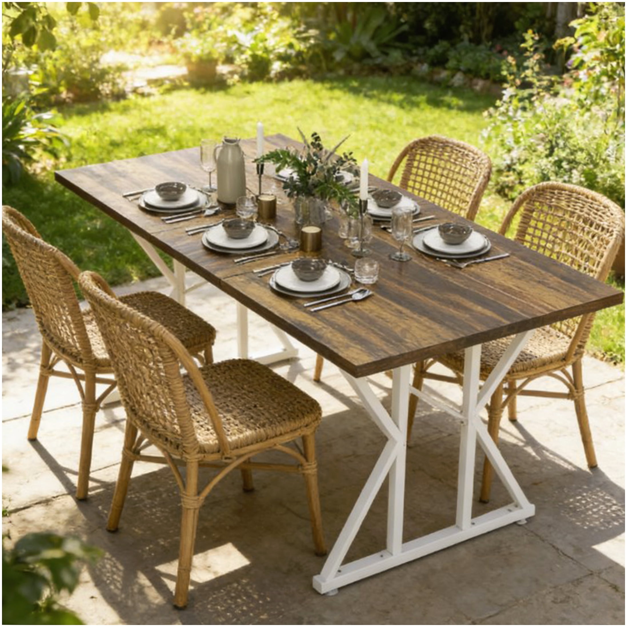 CHAMPFLAG Rustic Expandable Kitchen Table, Distressed Brown Finish ...