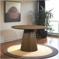 CHAMPFLAG Solid Wood Round Dining Table for 4, Walnut Finish Pedestal ...