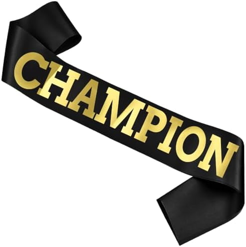 CHAMPION Black & Gold Satin Sash: 1st Place Winner Ribbon – For Sports ...