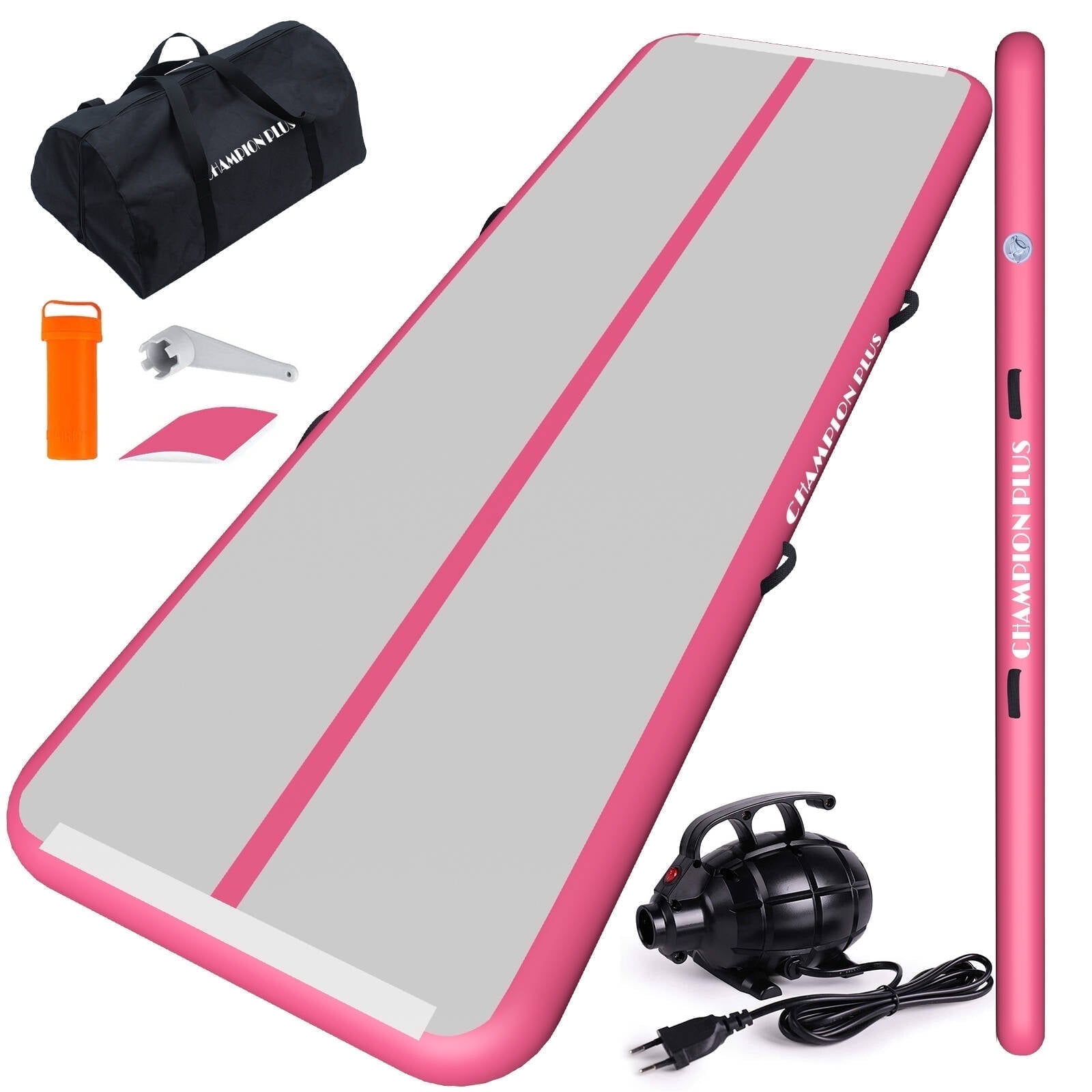 CHAMPIONPLUS 16ft 4in Pink Inflatable Gymnastics Mat with Air Pump for ...