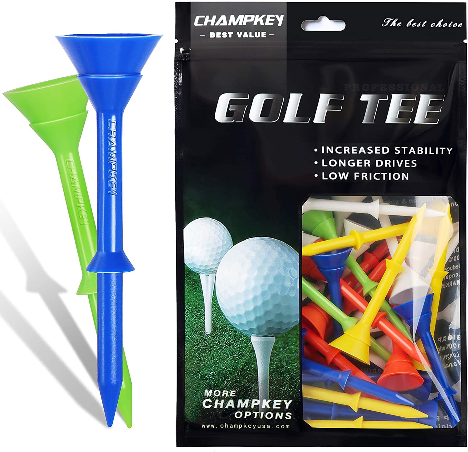 CHAMPKEY Professional 3-1/4" Golf Tees 50 PackExcellent Durability and ...