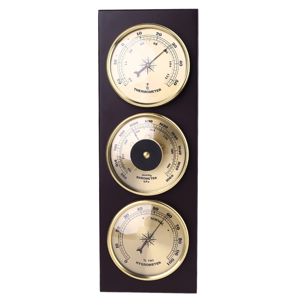 CHANCELAND Weather Station Set with Wooden Frame Base, 3 Pieces ...
