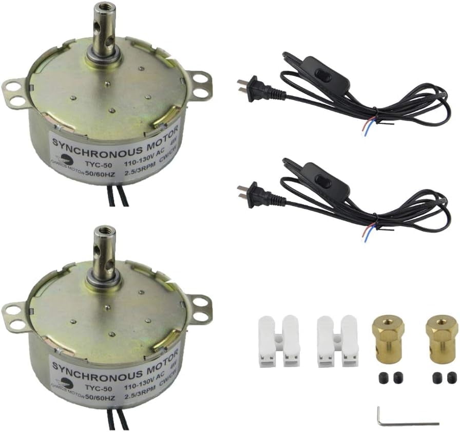 CHANCS 2PCS Synchron Motor Electric 110V TYC-50 2.5-3RPM with 7mm ...