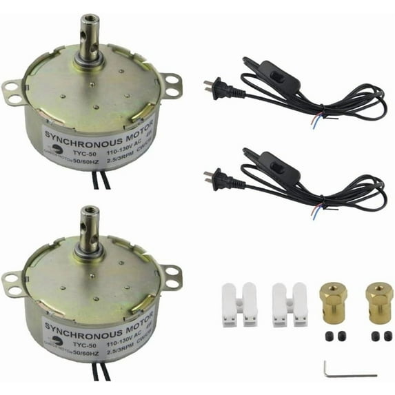 CHANCS 2PCS Synchron Motor Electric 110V TYC-50 2.5-3RPM with 7mm Flexible Coupling Connector ...