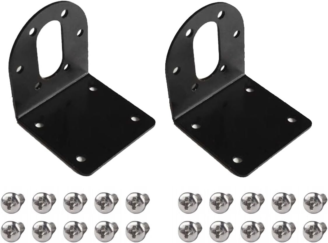 CHANCS 37mm DC Gear Motors Mounting Black Bracket L-Shape Fixed Seat ...