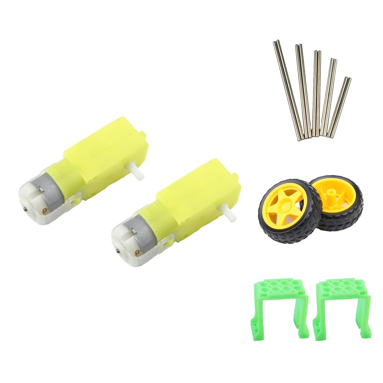 CHANCS Gear DC Motor Wheel Parts Kit 1:120 Single Shaft 2pcs 3-6V 5 ...