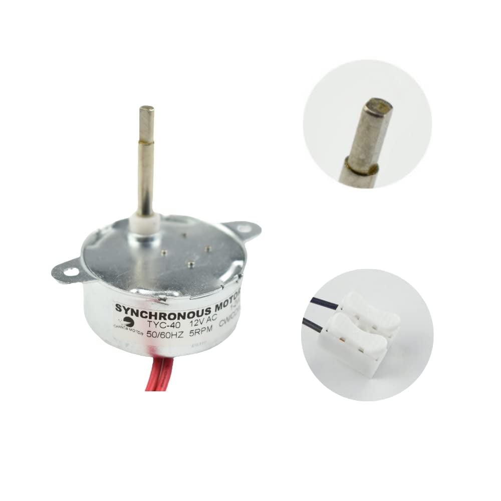 CHANCS Synchronous Motor TYC-40 AC 12V 5RPM CW/CCW Flat Shaft 35MM for ...
