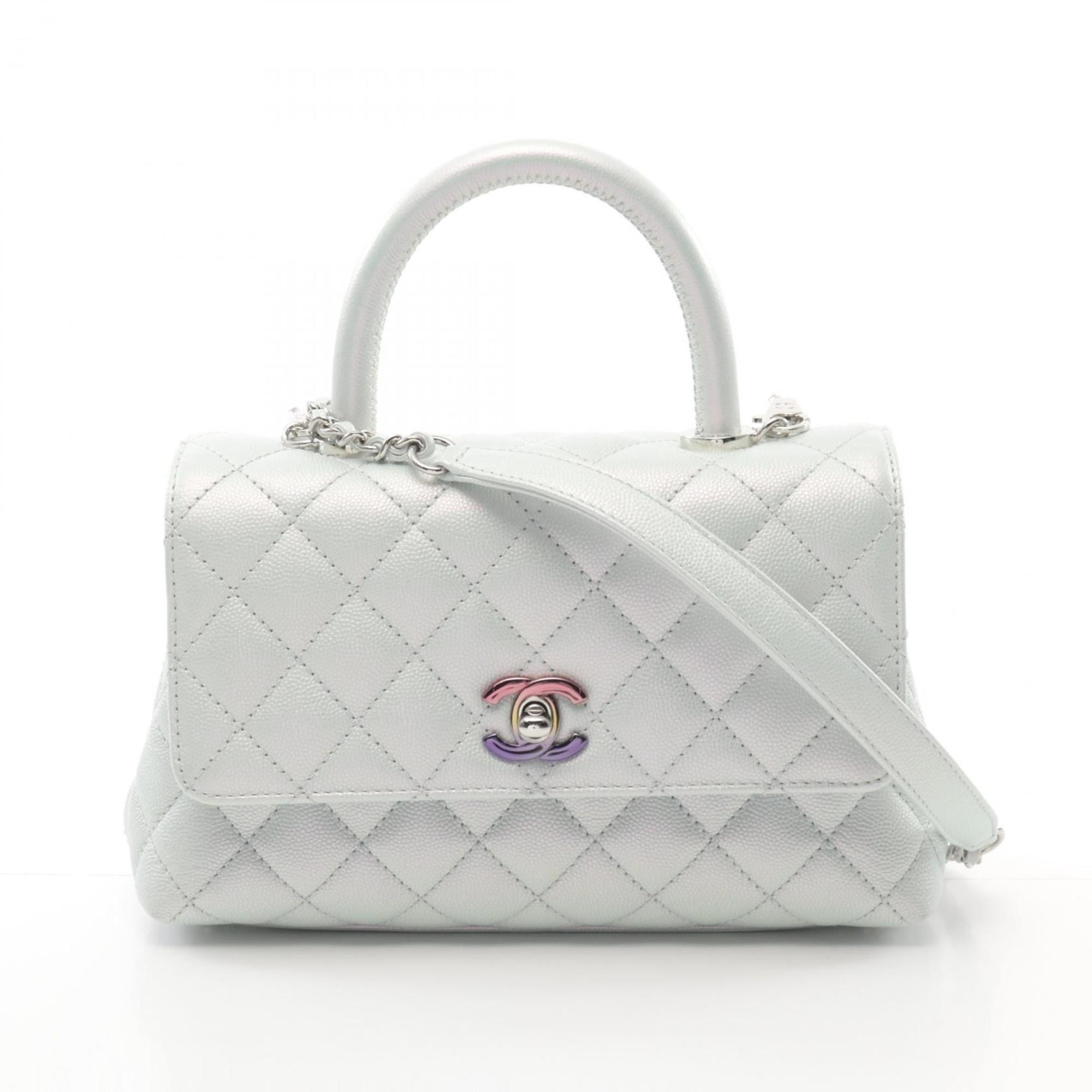 Pre-Owned CHANEL Coco Handle Flap Matelasse Handbag Bag Leather Women's ...