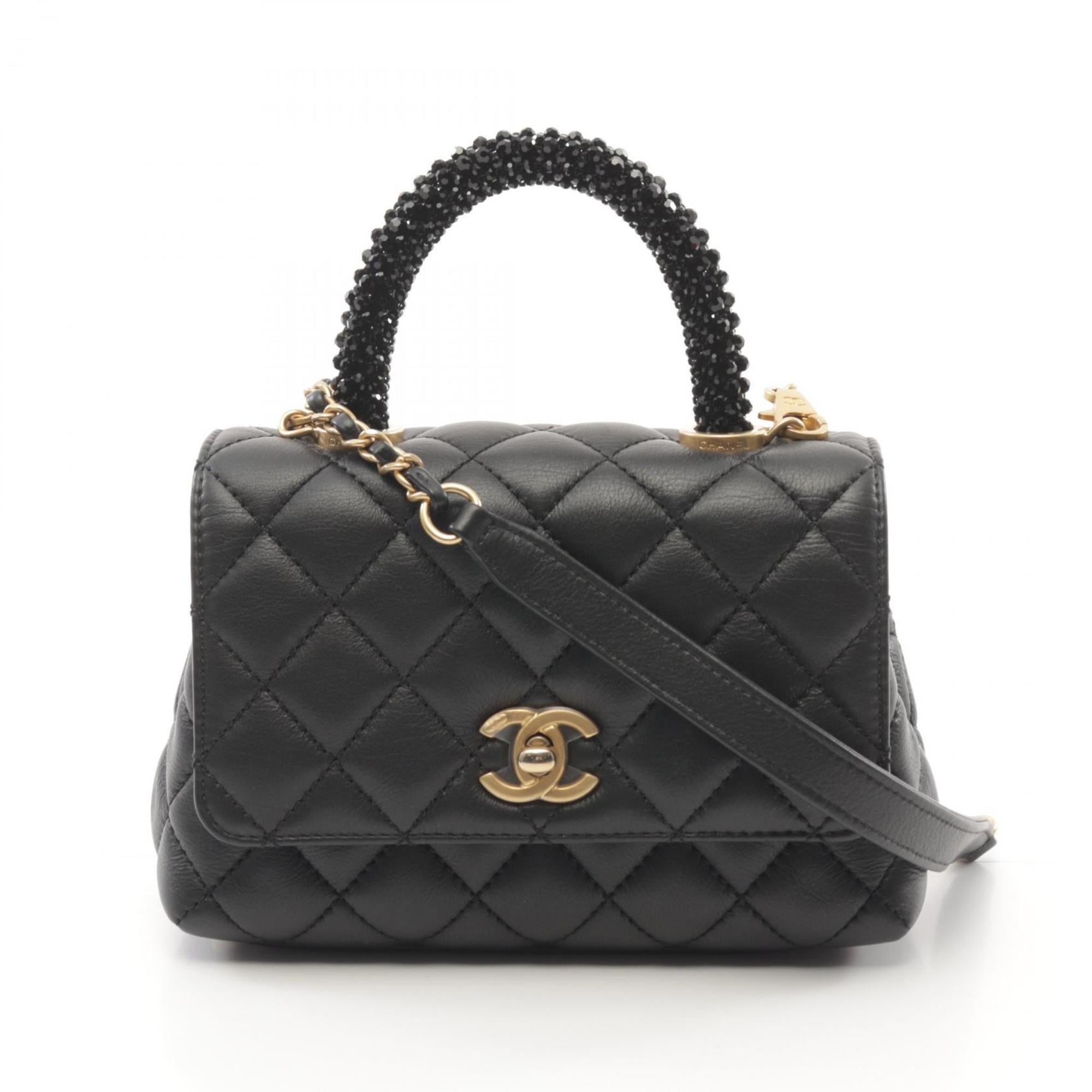 Pre-Owned CHANEL Coco Handle XXS Matelasse Handbag Bag Lambskin ...