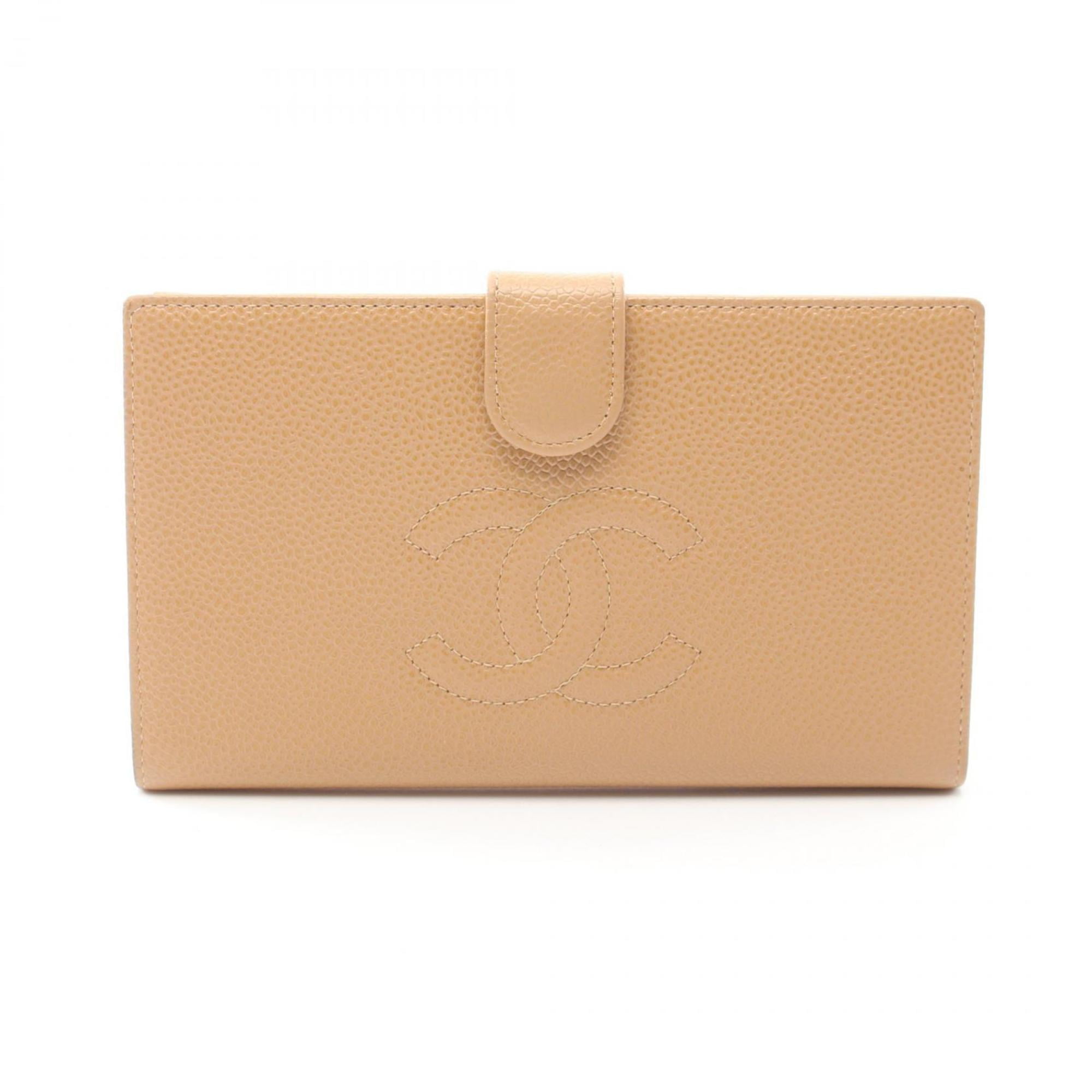 Pre-Owned CHANEL Coco Mark Bi-fold Long Wallet Caviar Skin (Grained ...