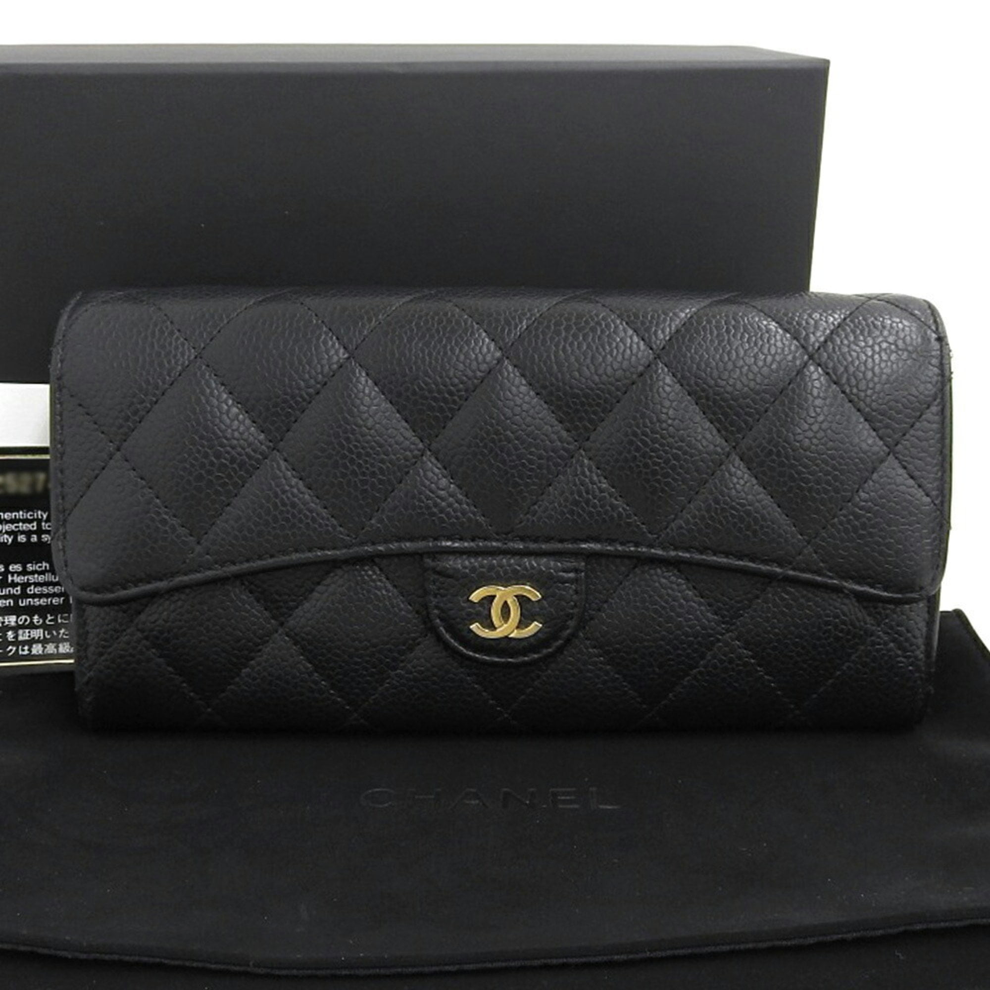 Pre-Owned CHANEL Matelasse Timeless Classic Coco Mark Long Wallet ...