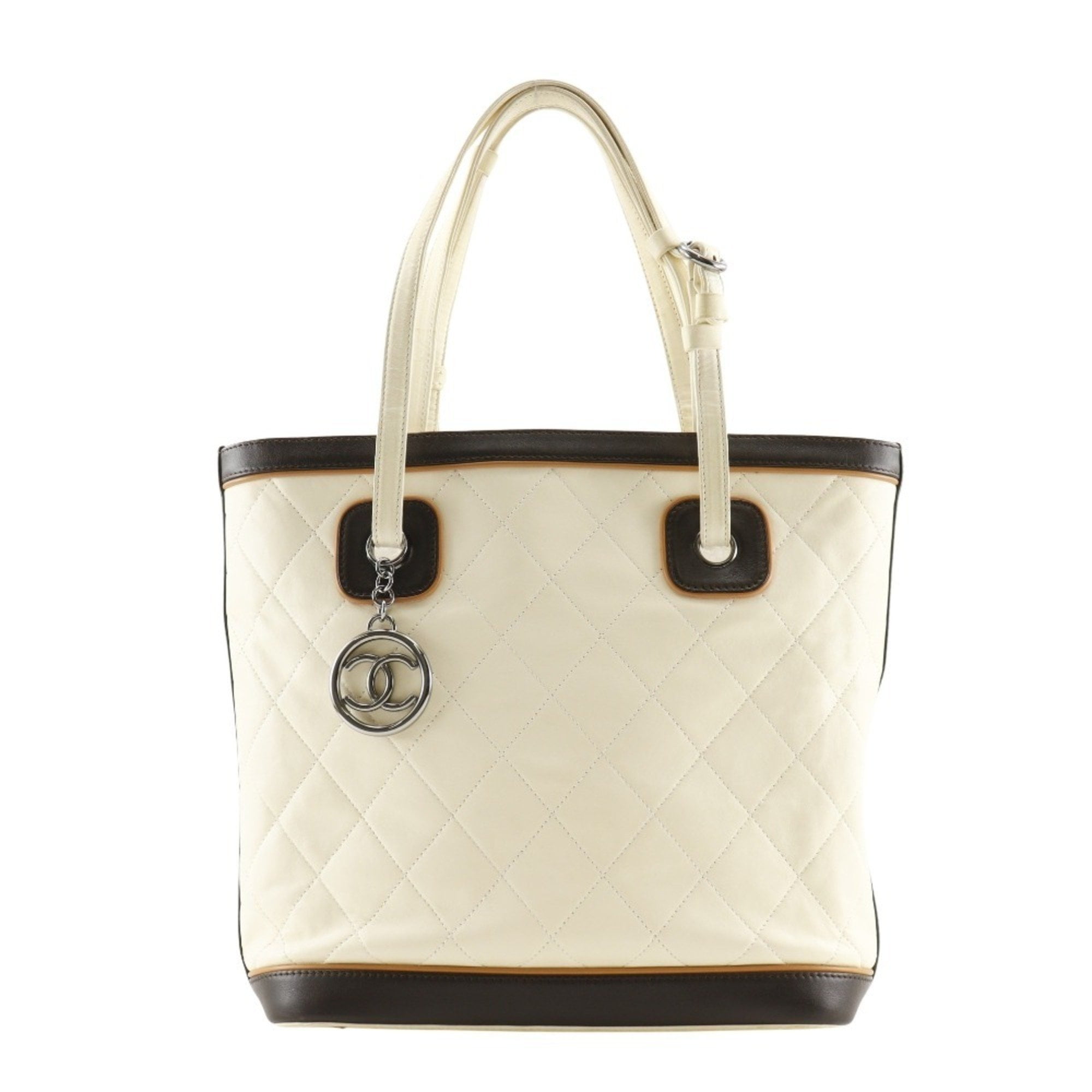 Pre-Owned CHANEL Matelasse Tote Bag Coco Charm Calfskin 2007 Ivory A5 Women's (Good) - Walmart.com
