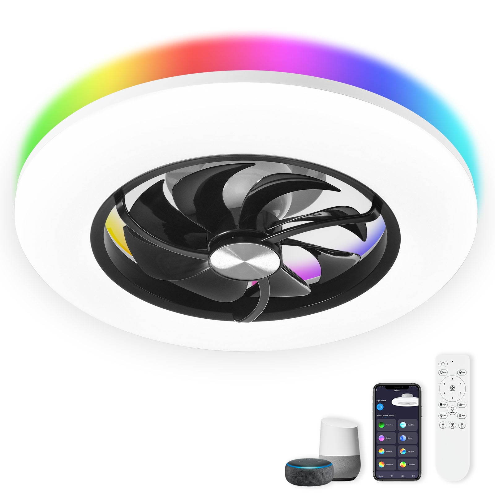 CHANFOK Neo 22 in Smart Ceiling Fan with Light, Alexa/Google Control, 6 ...