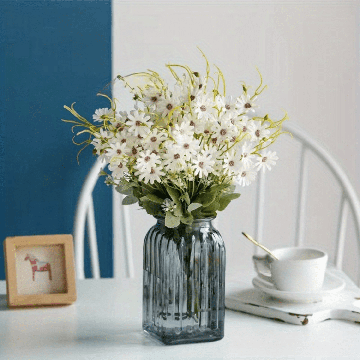 CHANGSHABR 5 Pack Artificial Daisy Silk Flowers | UV Resistant Fake ...