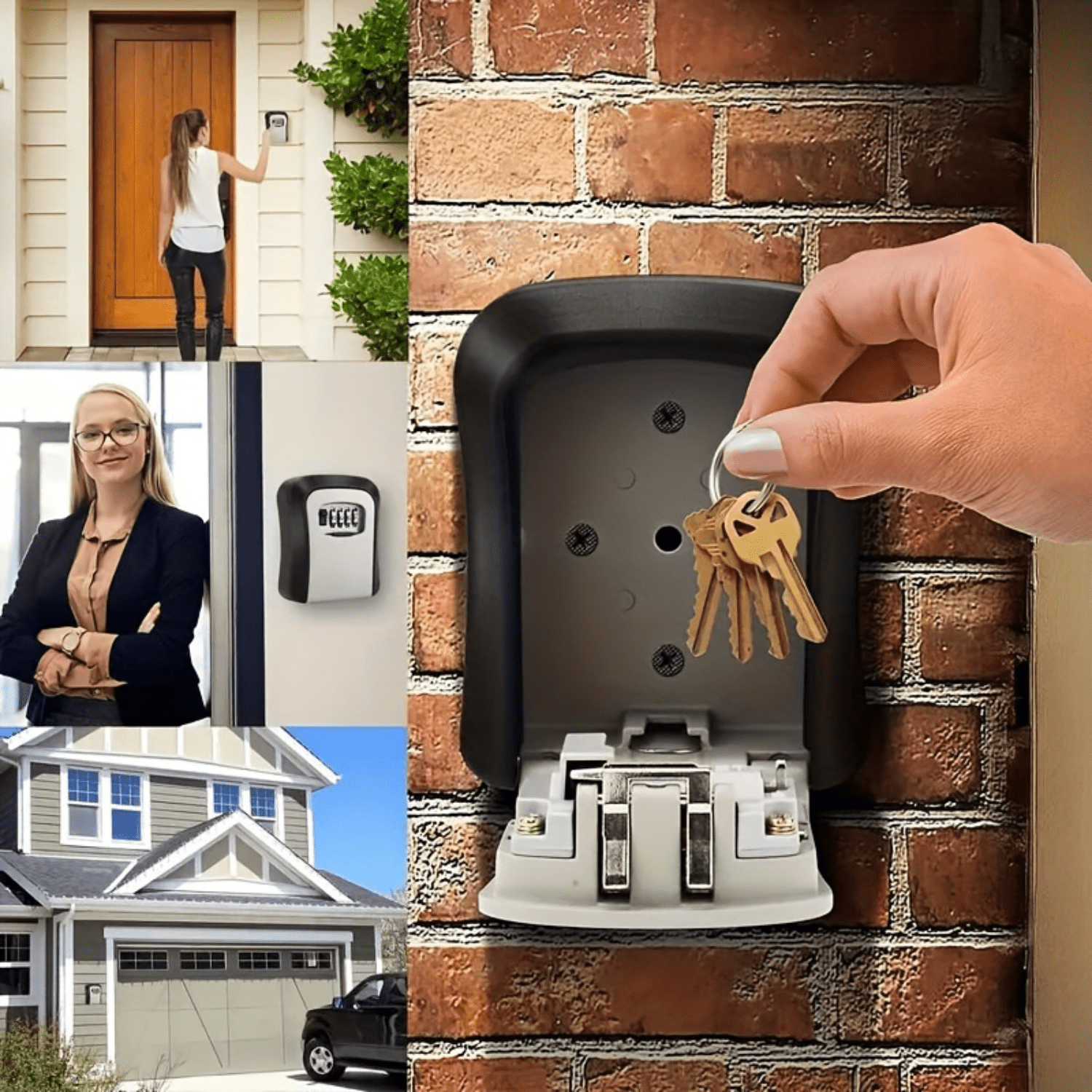 CHANGSHABR Upgraded Wall-mounted Key Box with Lock Passcode Safe for ...