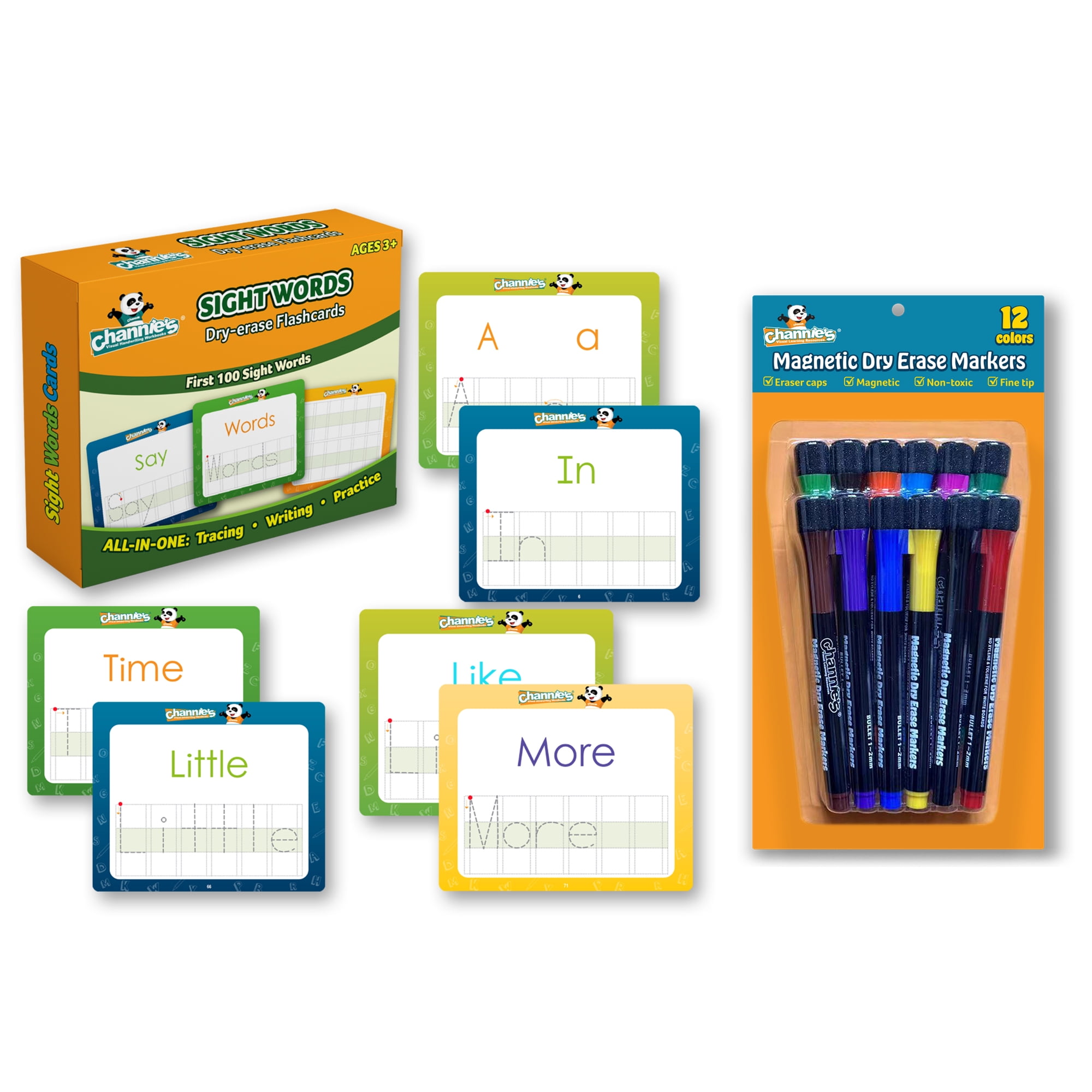 CHANNIE'S DRY ERASE KIT: Dry Erase Sight Word Flash Cards & Dry Erase ...
