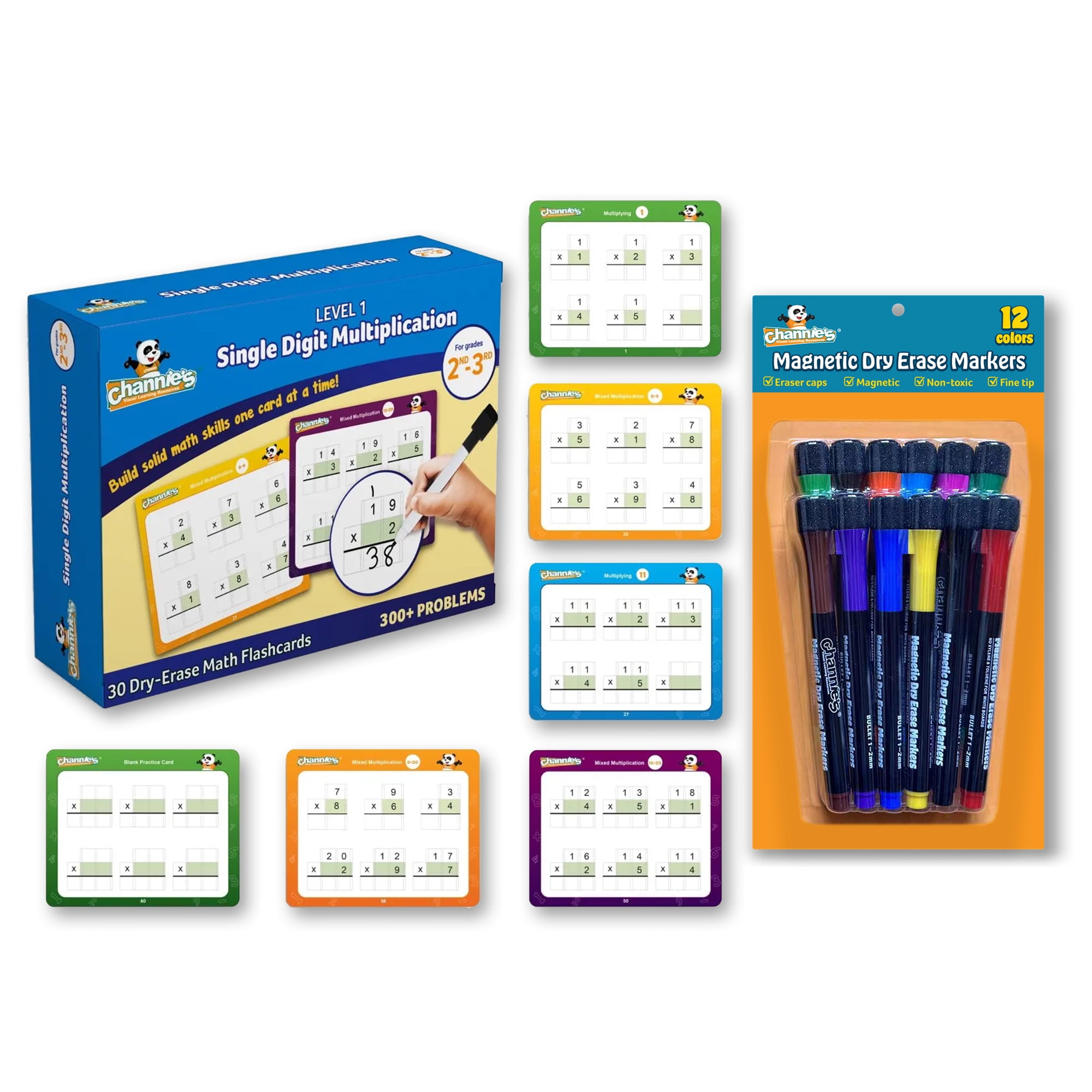 CHANNIE'S DRY ERASE KIT: Dry Erase Visual Single Digit Multiplication ...