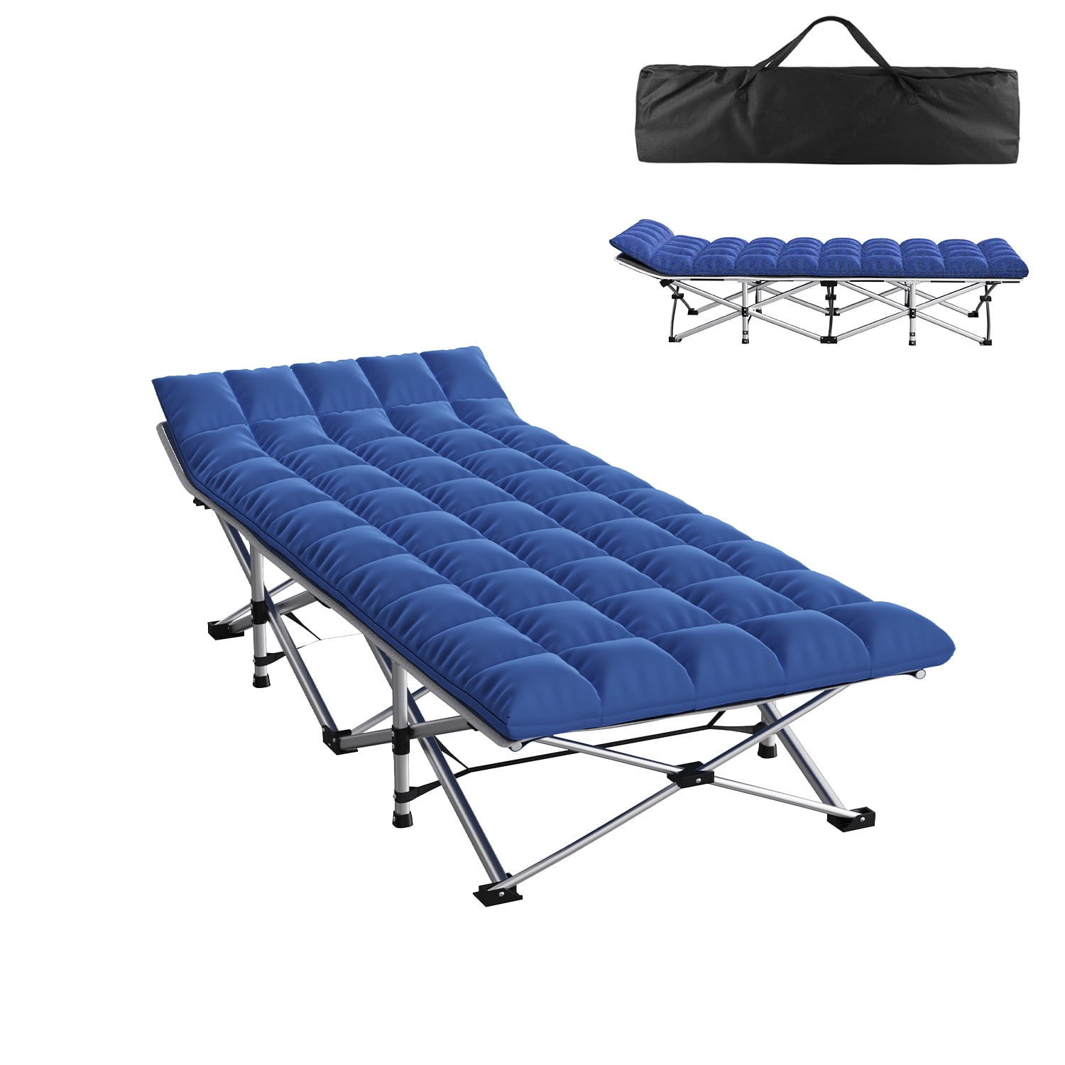 CHAOFEI Folding Camping Cot with Mattress Blue,Max Load 900lbs Cots for ...