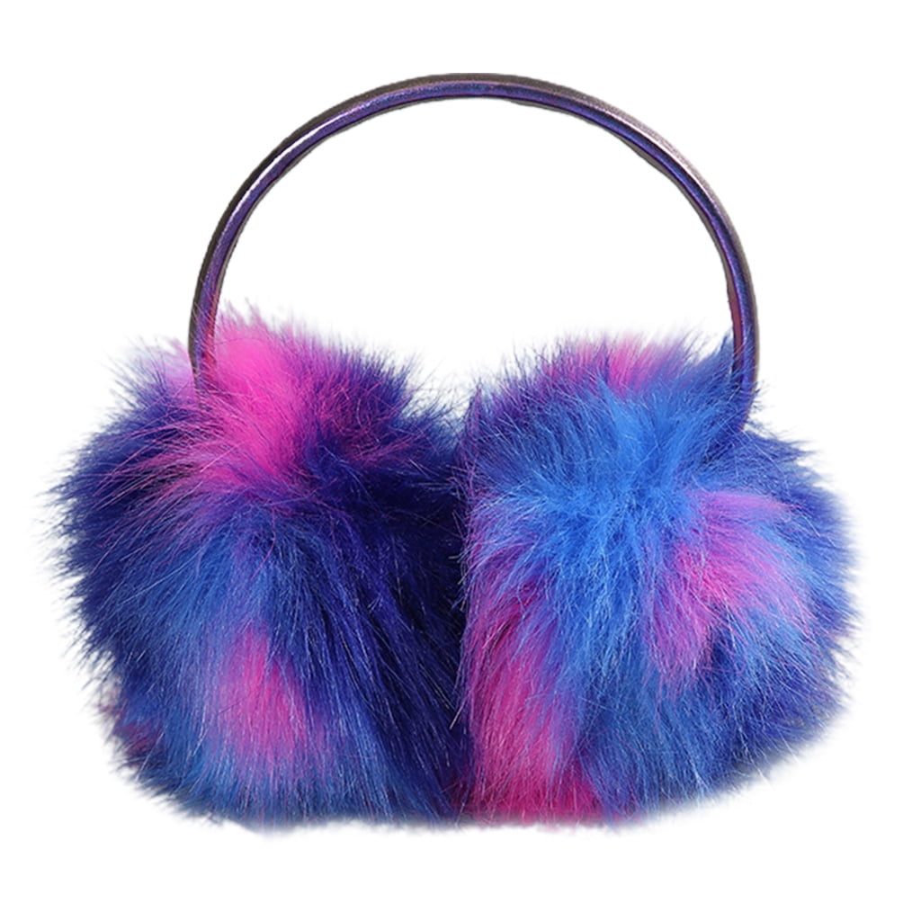 CHAOMA Winter Faux Fur Adjustable Earmuffs Cute Knit Fuzzy Ear Muffs ...