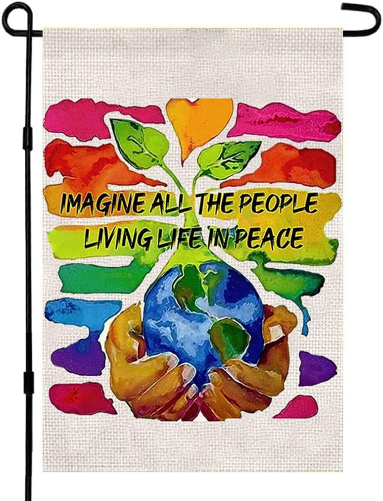 CHAONENG IMAGINE ALL THE PEOPLE LIVING LIFE IN PEACE Garden Flag 12 X ...