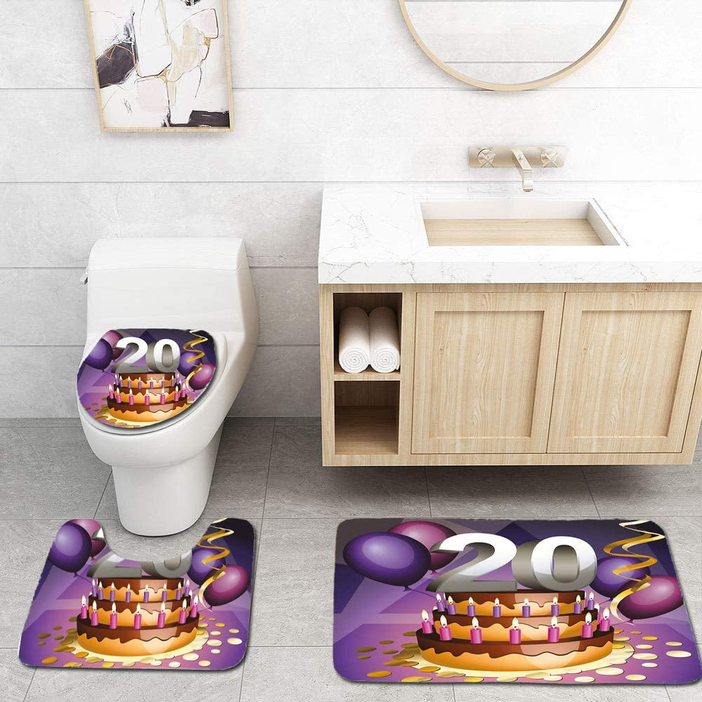 CHAPLLE 20th Birthday Cartoon Birthday Cake Golden Frosting and Candles ...