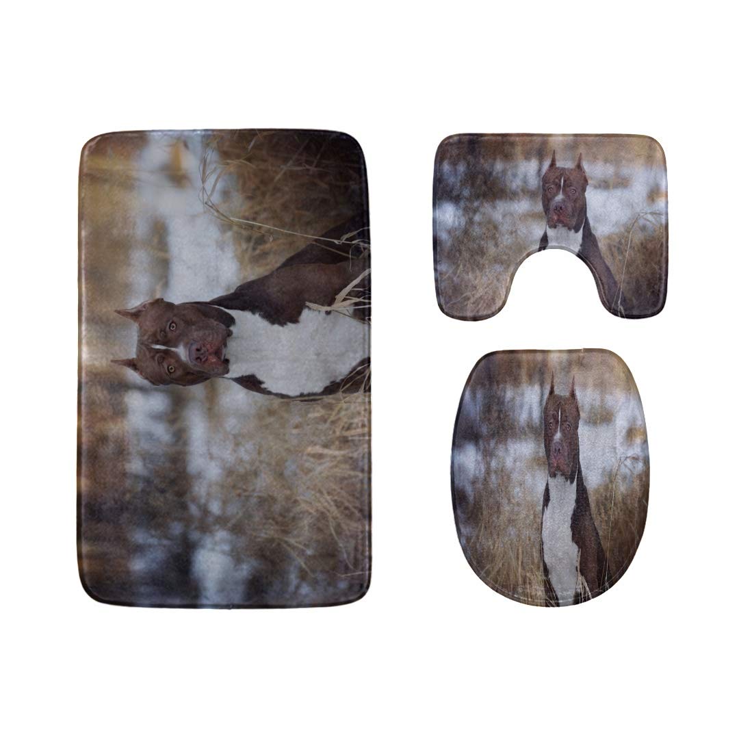 CHAPLLE American Pit Bull Terrier 3 Piece Bathroom Rugs Set Bath Rug ...
