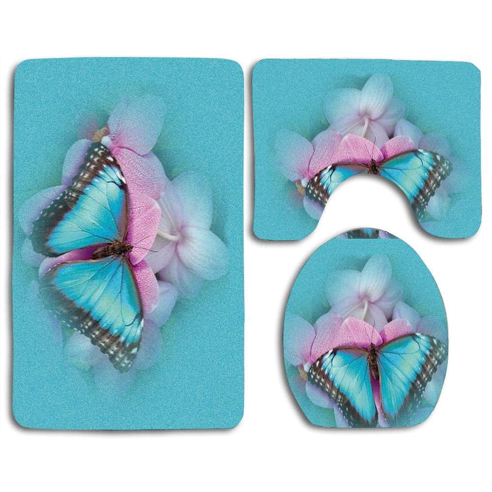 CHAPLLE Art Creation Butterfly 3 Piece Bathroom Rugs Set Bath Rug ...