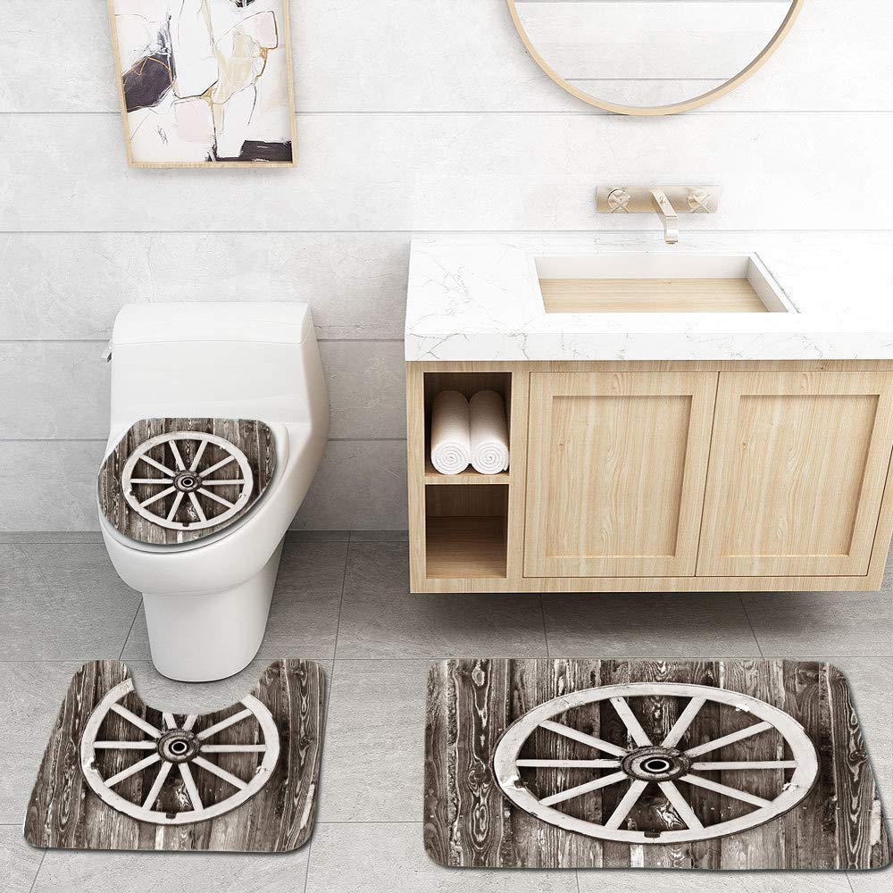 CHAPLLE Barn Wood Wagon Wheel Retro Wheel on Timber Wall Barn House ...