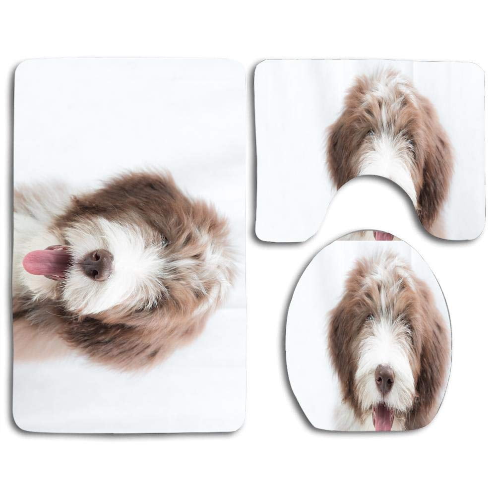CHAPLLE Bearded Collie Puppy Dog 3 Piece Bathroom Rugs Set Bath Rug ...