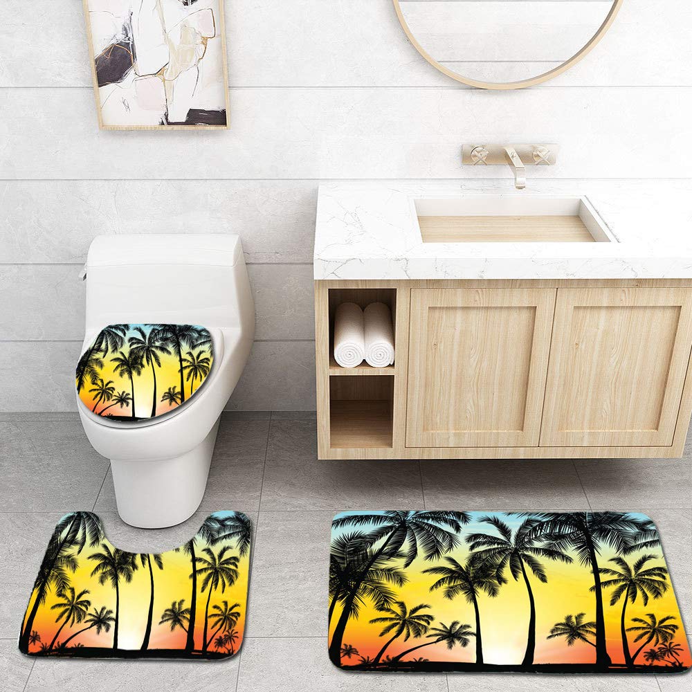 CHAPLLE Card Realistic Palm Trees Silhouette on Tropical Grunge Sunset ...