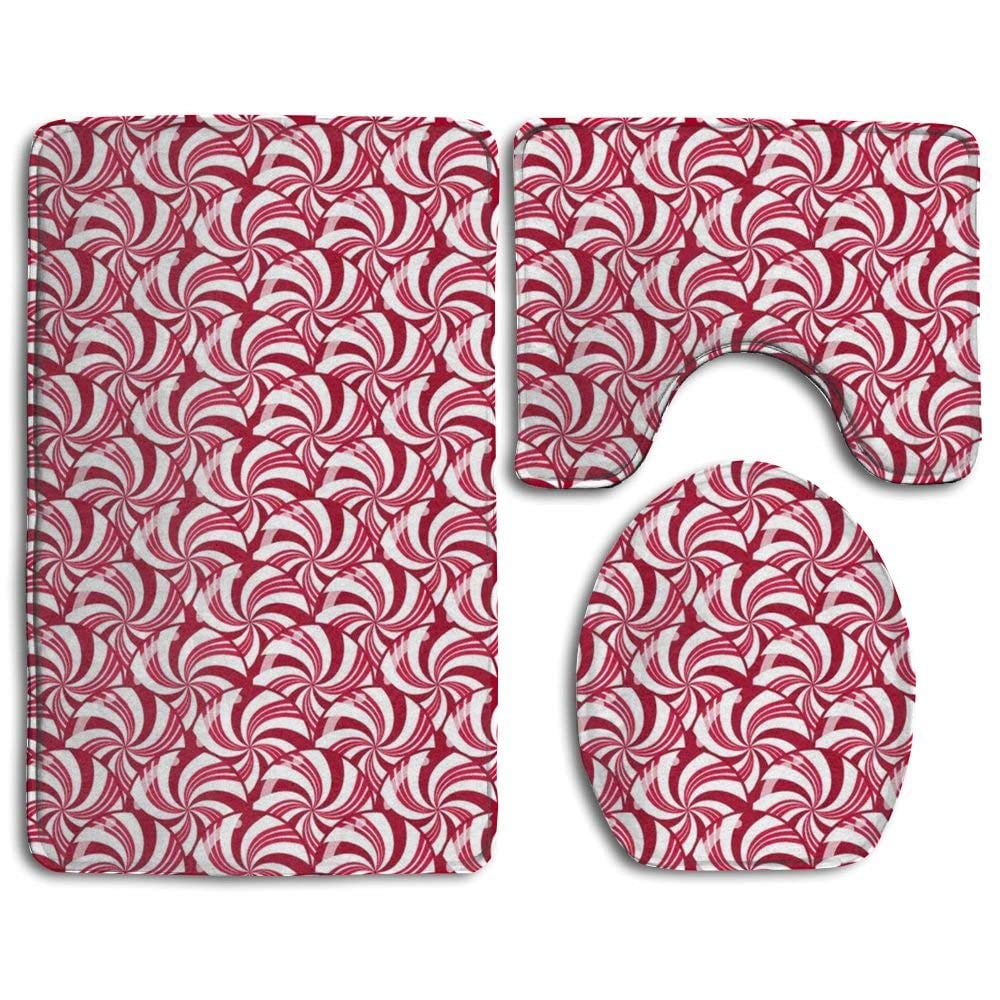 CHAPLLE Christmas Peppermint Candy Scales 3 Piece Bathroom Rugs Set ...