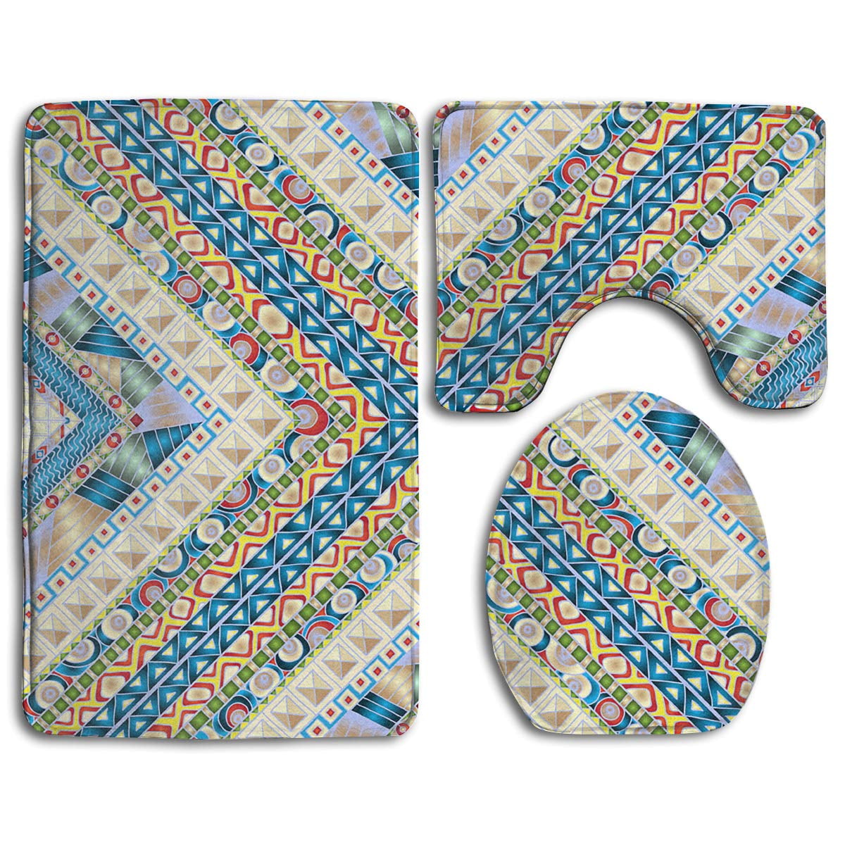 CHAPLLE Color Street Cloth Map 3 Piece Bathroom Rugs Set Bath Rug ...