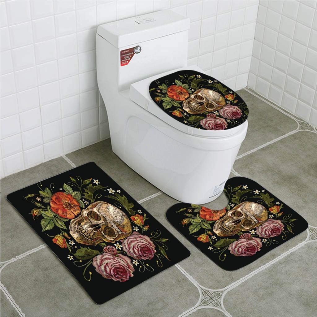 CHAPLLE Embroidery skull and red roses Dia de muertos day death art ...