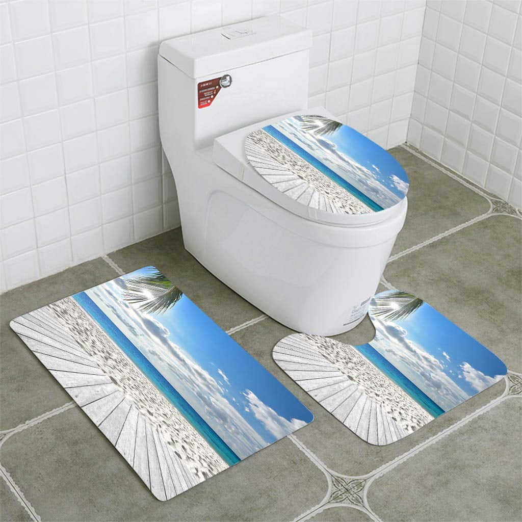 CHAPLLE Empty Wooden Platform Beside Tropical Beach 3 Piece Bathroom ...