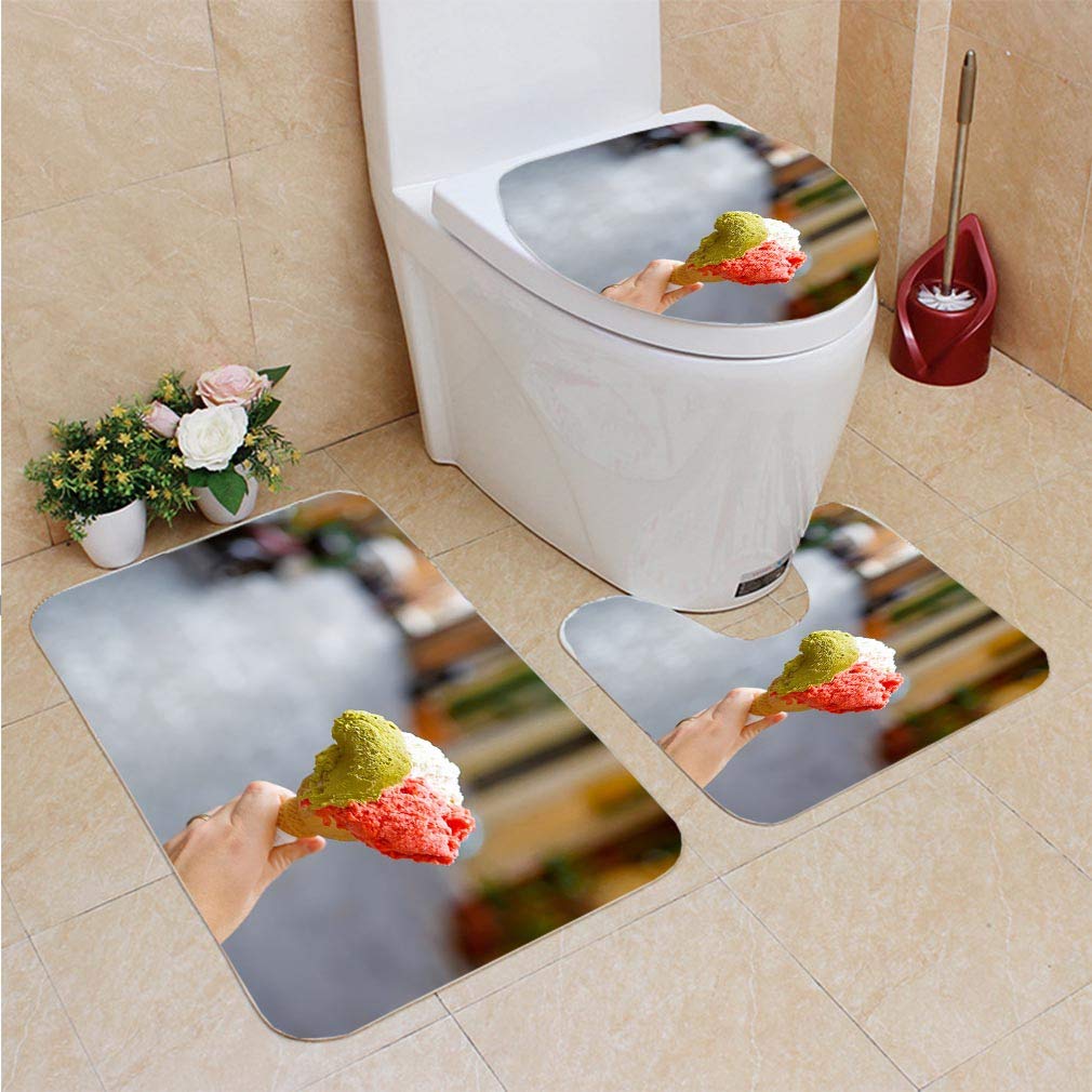 CHAPLLE Famous Italian ice Cream in Cone 3 Piece Bathroom Rugs Set Bath ...