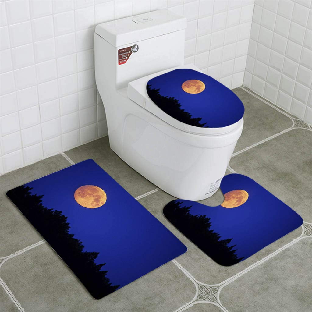 CHAPLLE Full Moon 3 Piece Bathroom Rugs Set Bath Rug Contour Mat and ...