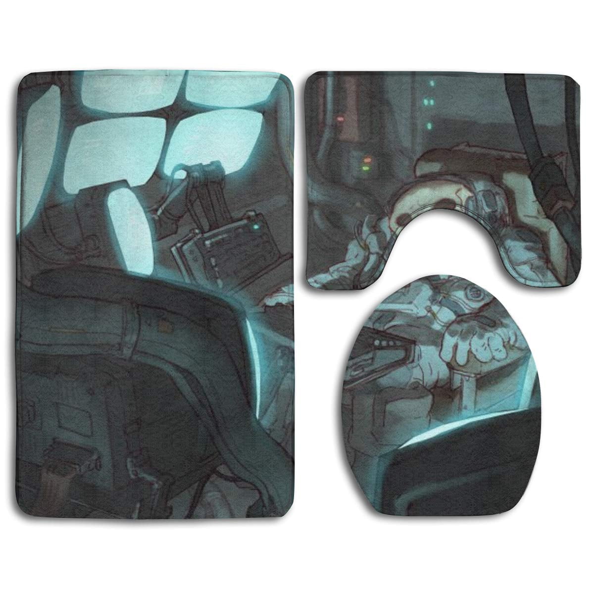 CHAPLLE Funny Astronaut Skull 3 Piece Bathroom Rugs Set Bath Rug ...