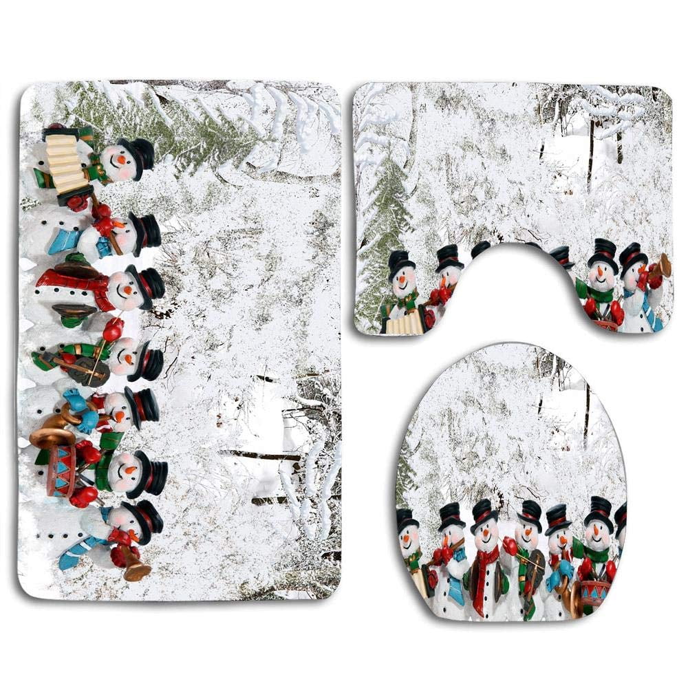 CHAPLLE Funny Snowman Christmas Band 3 Piece Bathroom Rugs Set Bath Rug ...