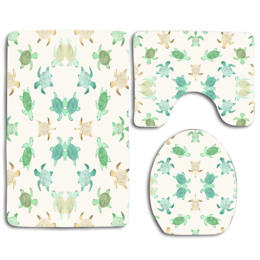 CHAPLLE Gilded Turtles 3 Piece Bathroom Rugs Set Bath Rug Contour Mat ...
