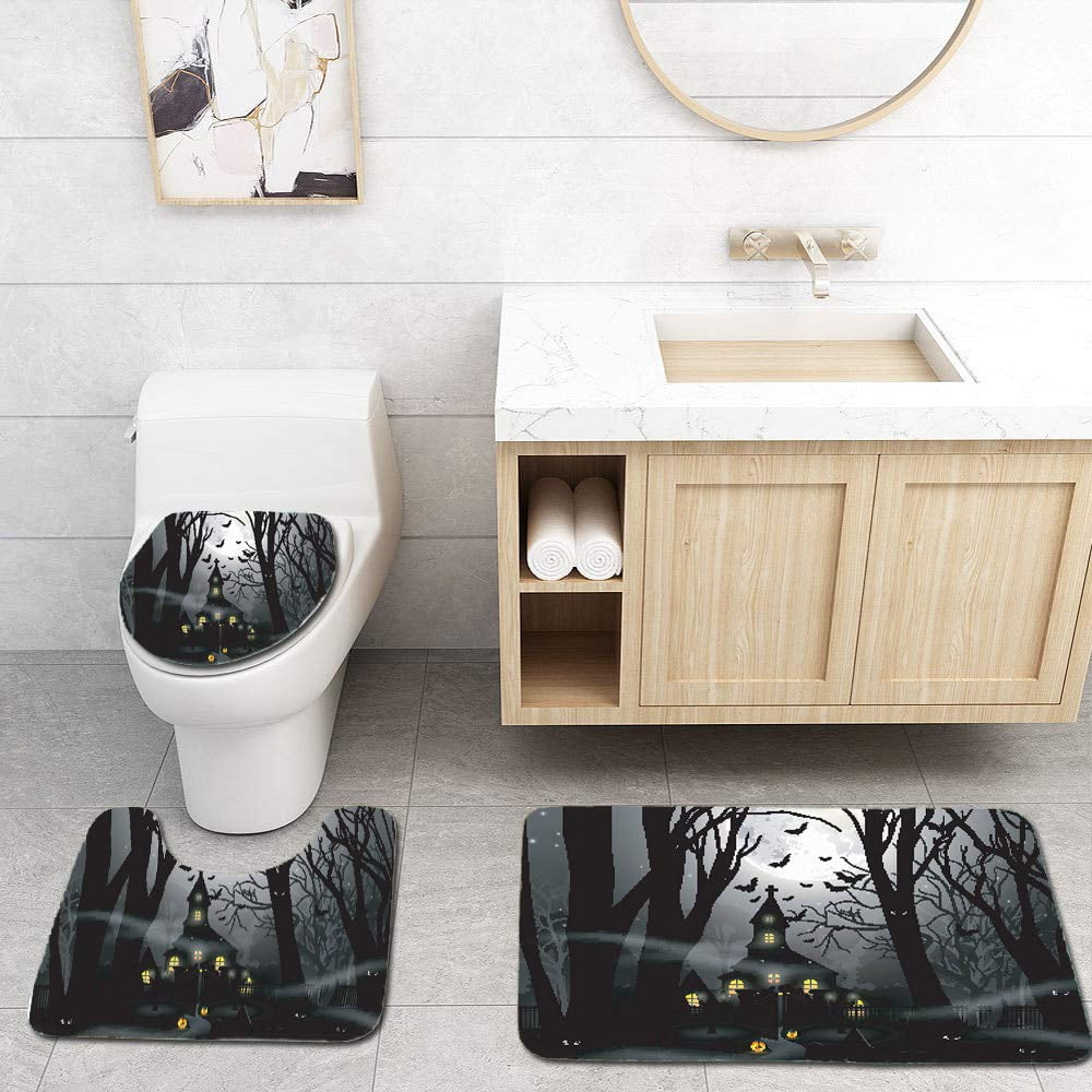 CHAPLLE Haunted House Pumpkin in Foggy Forest in Full Moon 3 Piece ...