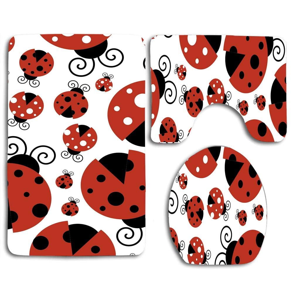 CHAPLLE Ladybug Fashion Bath Rugs, White, 3 -Pieces - Walmart.com