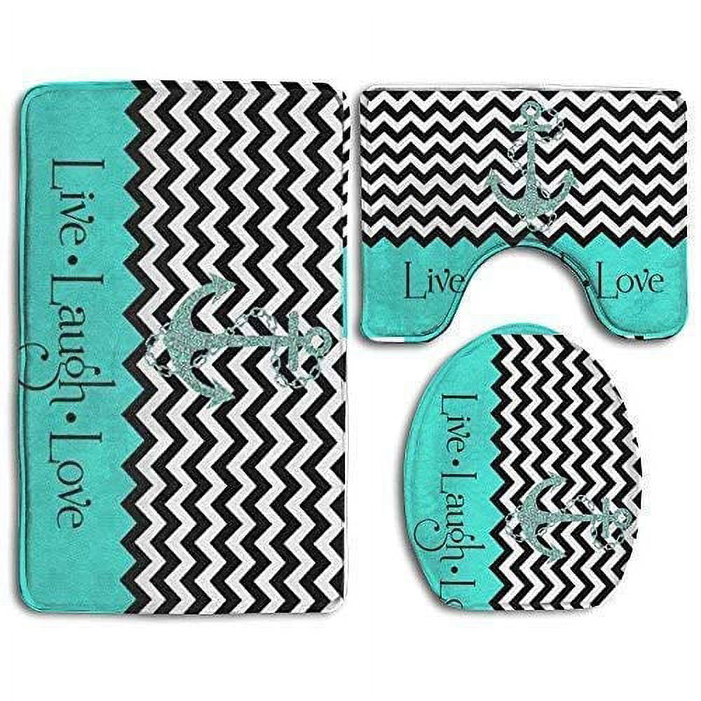CHAPLLE Live Love Laugh in Turquoise Colorblock Chevron Anchor 3 Piece ...