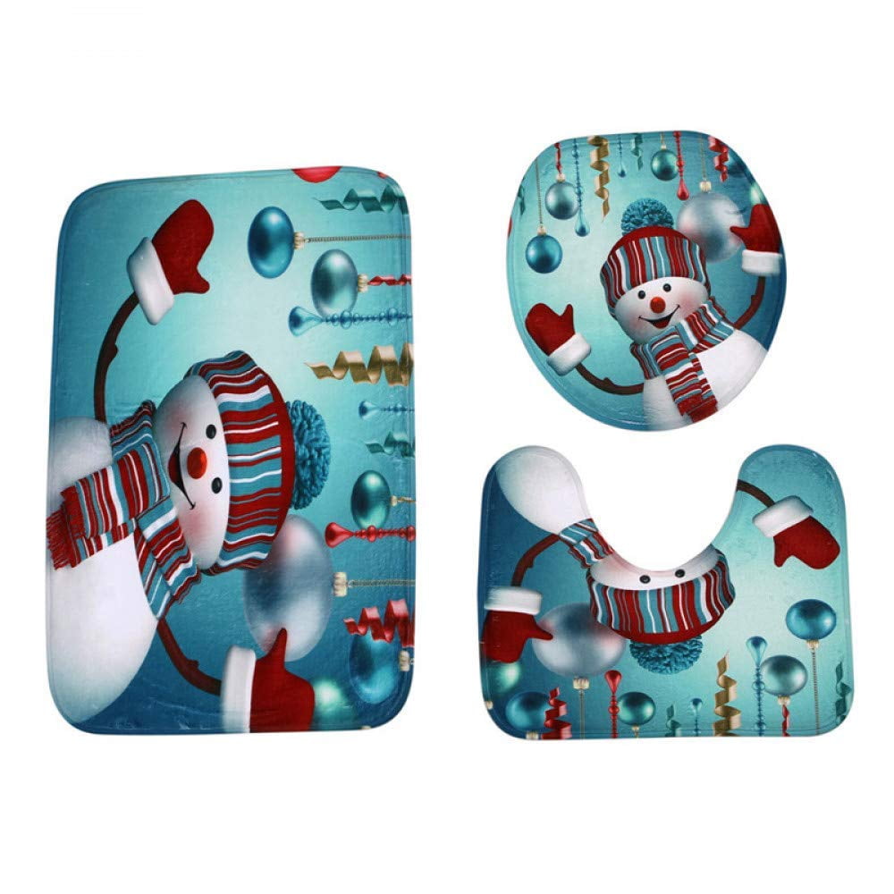 CHAPLLE Lovely Snowman 3 Piece Bathroom Rugs Set Bath Rug Contour Mat ...