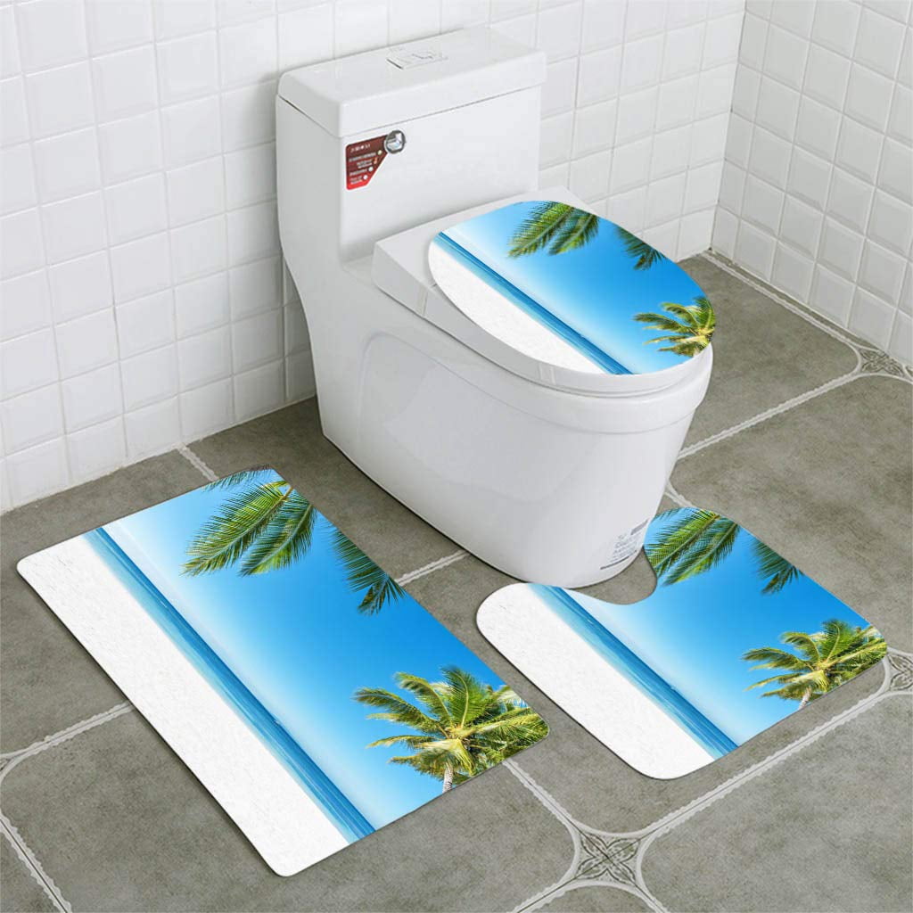 CHAPLLE Palm Trees and Tropical Beach 3 Piece Bathroom Rugs Set Bath ...