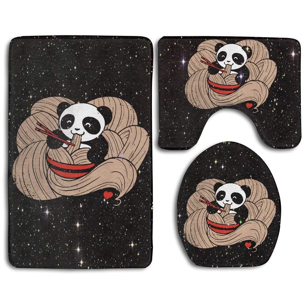 CHAPLLE Panda Eat Noodles 3 Piece Bathroom Rugs Set Bath Rug Contour ...