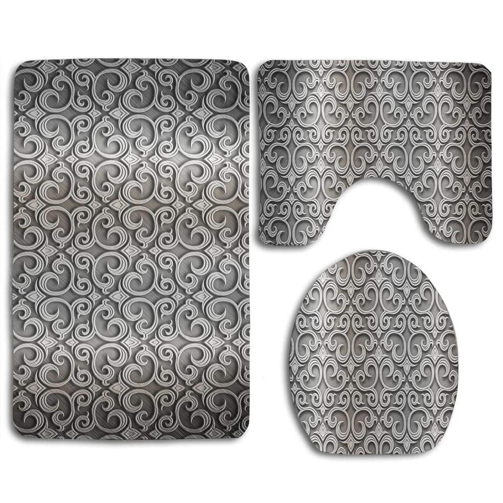 CHAPLLE Patterns Wavy Background Texture Metal Silver 3 Piece Bathroom ...