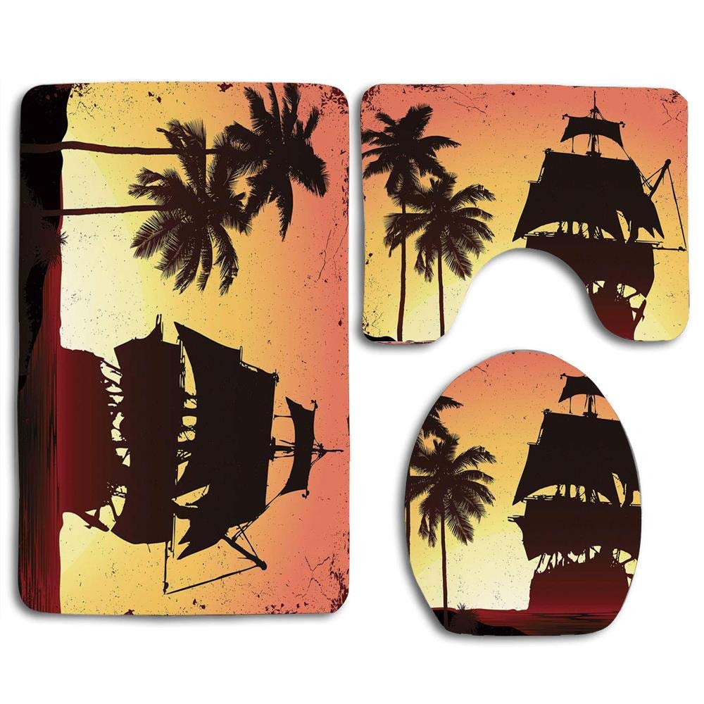 CHAPLLE Pirate buccaneers Ship Sailing on Mysterious Waters Tropic Palm ...