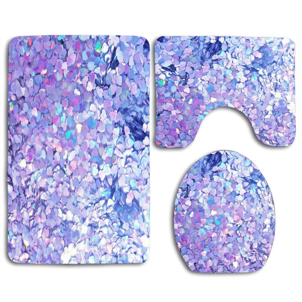CHAPLLE Purple Aesthetic 3 Piece Bathroom Rugs Set Bath Rug Contour Mat ...