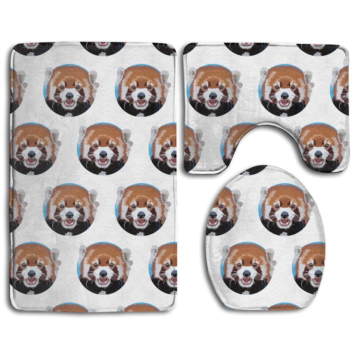 CHAPLLE Red Panda 3 Piece Bathroom Rugs Set Bath Rug Contour Mat and ...