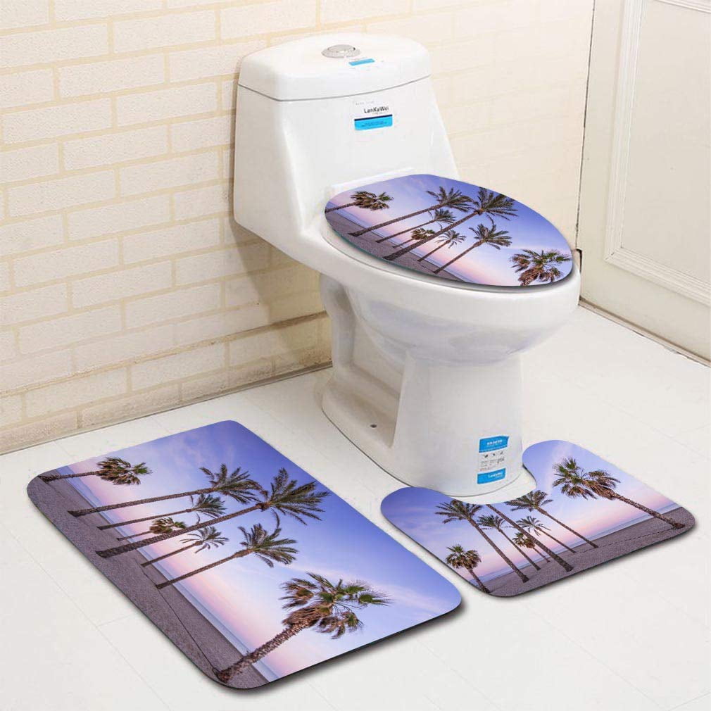 CHAPLLE Tropical Palm Trees on Beach 3 Piece Bathroom Rugs Set Bath Rug ...